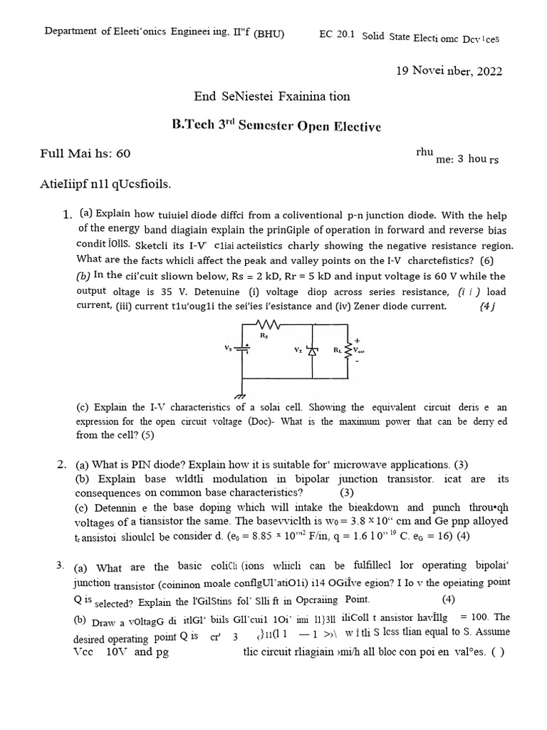 EC201 End Sem | PDF | Field Effect Transistor | Electronics