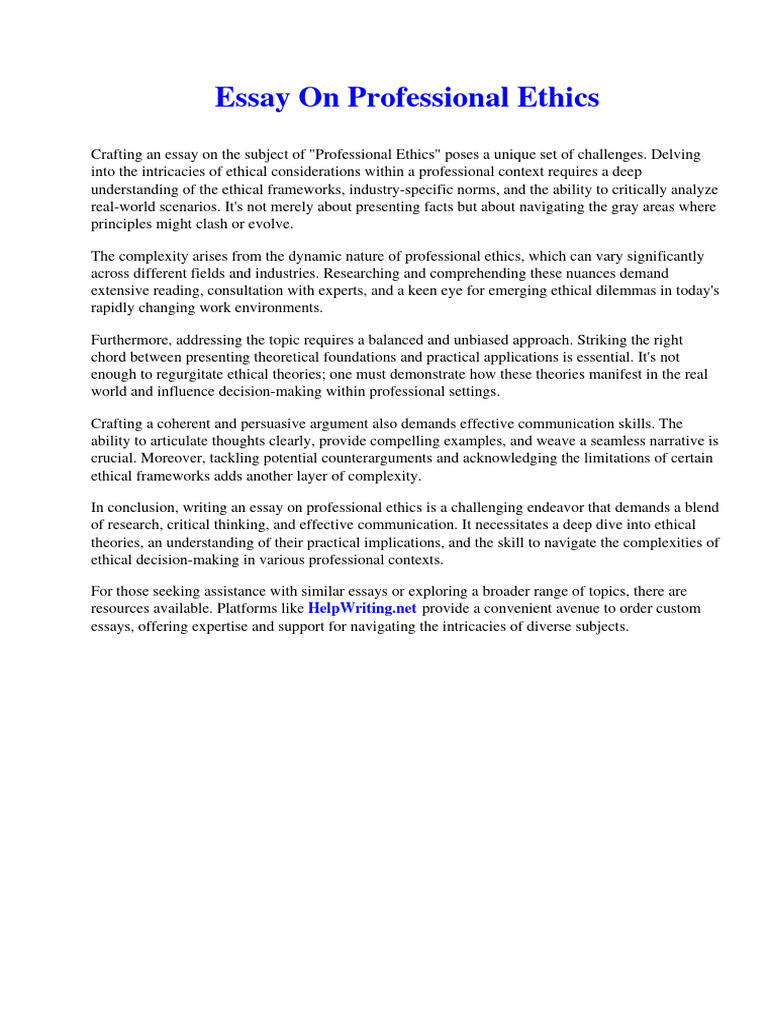 Professional Ethics Essay Guide | PDF | Expert | Essays