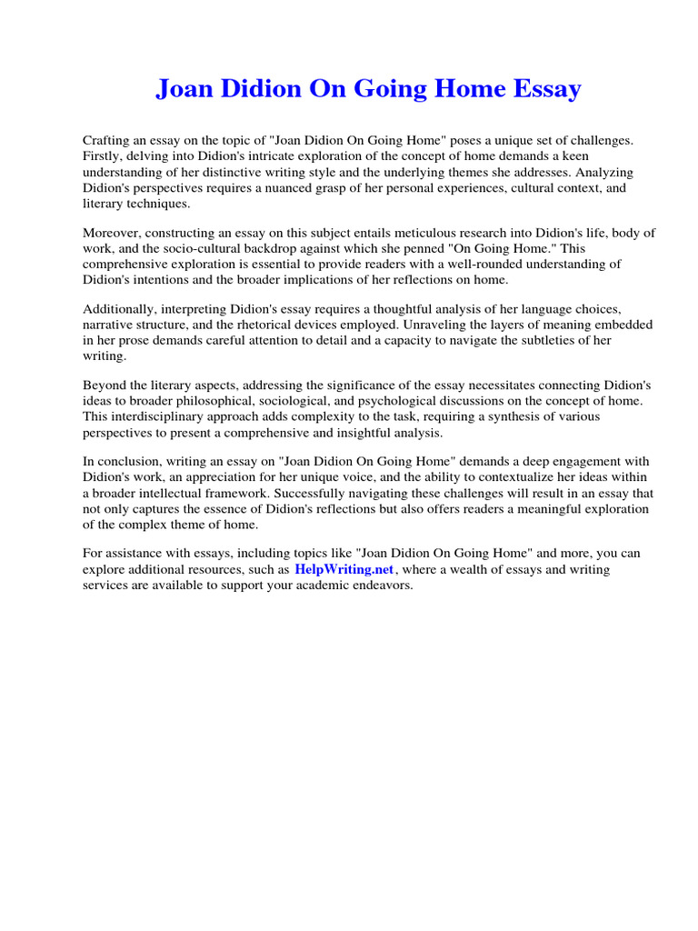 Joan Didion On Going Home Essay | Download Free PDF | Stuttering | Essays