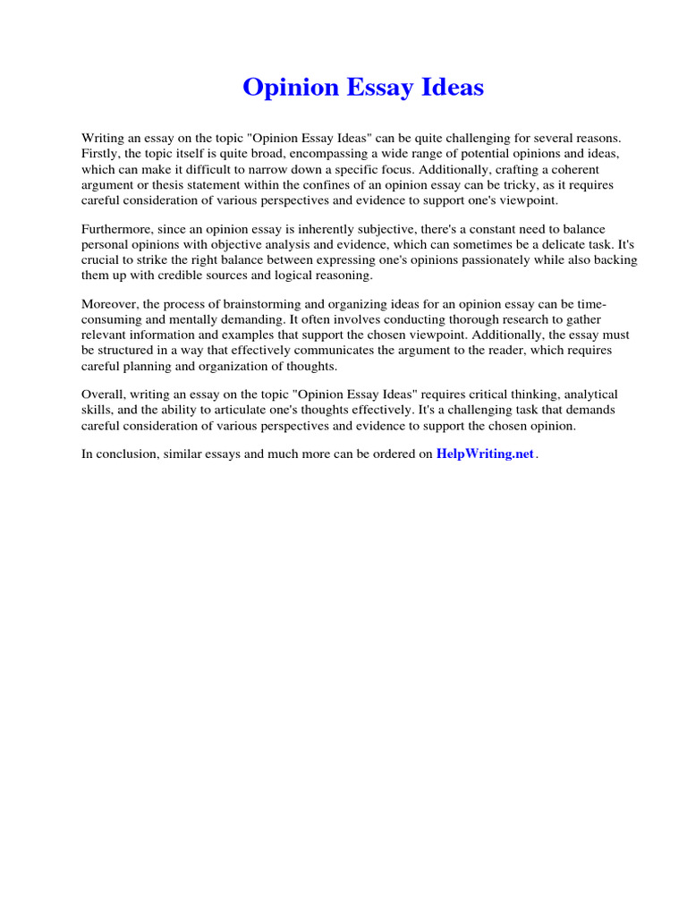 Opinion Essay Ideas | PDF | Essays | Thought