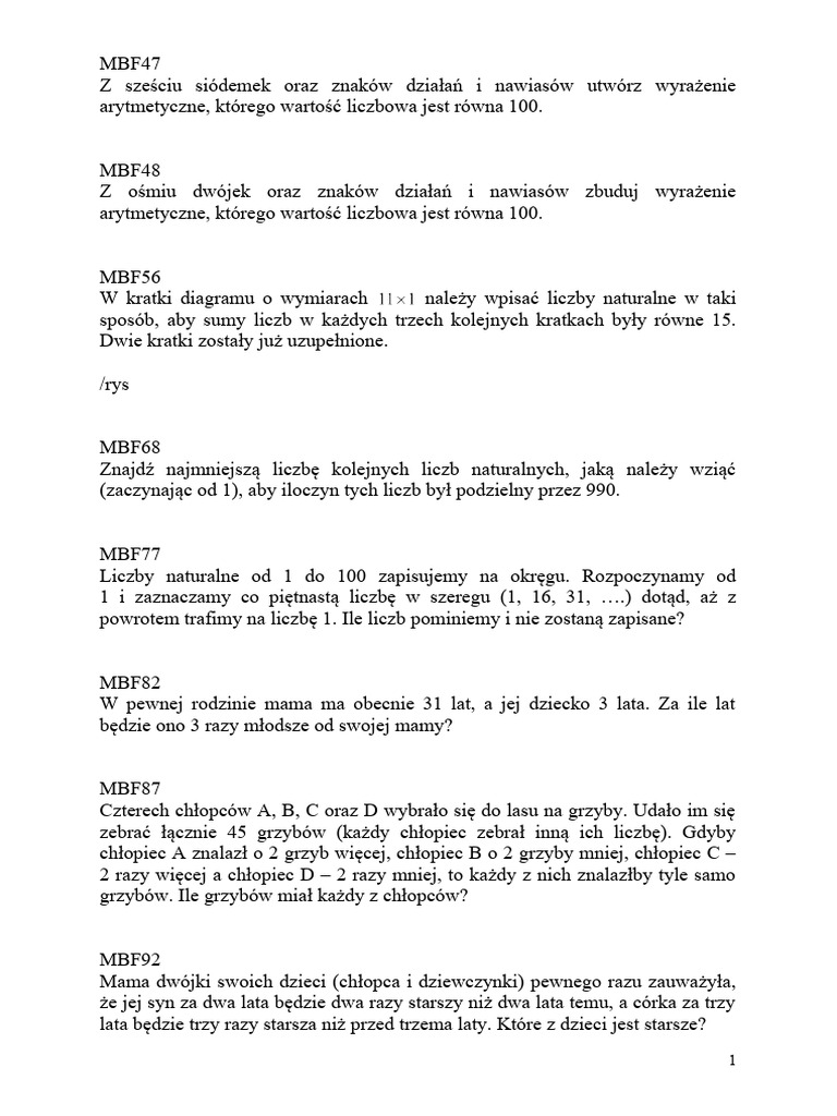 Matematyka Bez Formul Zadania | PDF