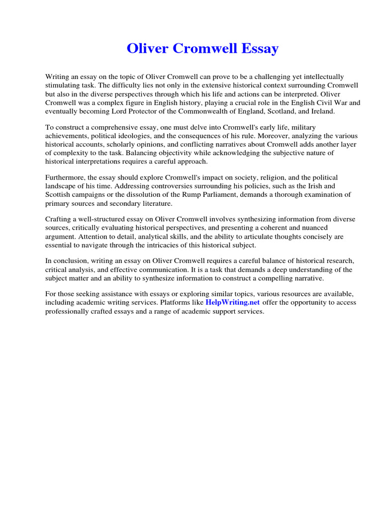 Oliver Cromwell Essay | PDF | Honey Bee