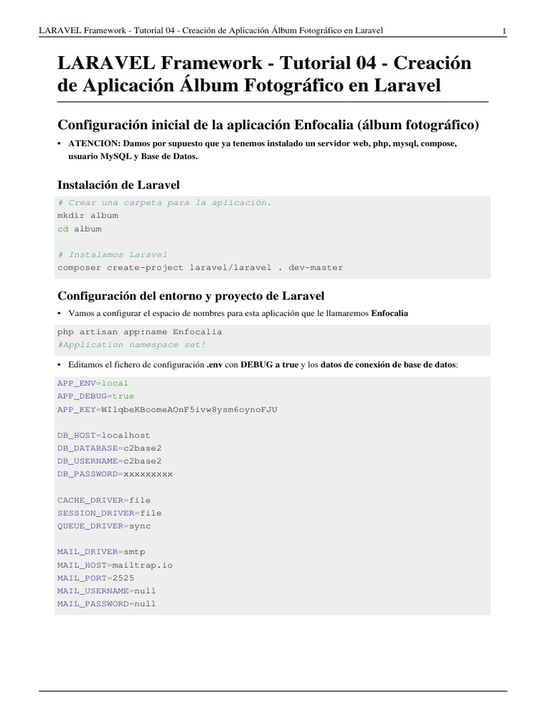 LARAVEL Framework - Tutorial 04 - Creación de Aplicación Álbum Fotográfico en Laravel | PDF ...