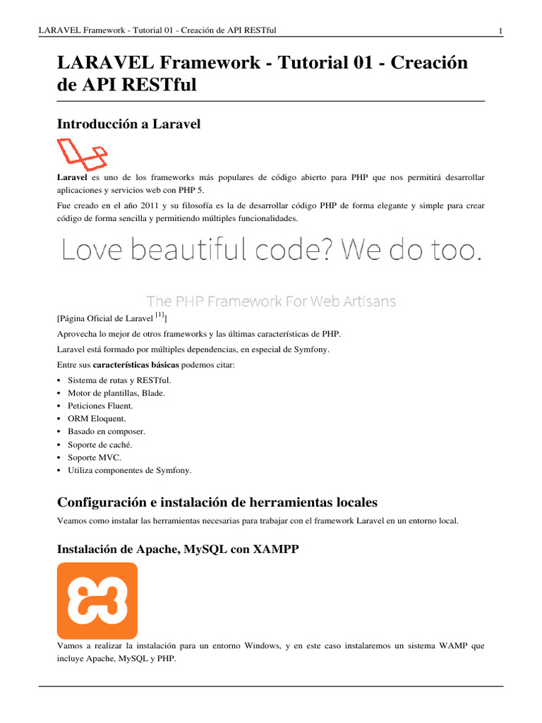 LARAVEL Framework - Tutorial 01 - Creación de API RESTful | PDF ... LARAVEL Framework - Tutorial 01 - Creación de API RESTful | PDF ...