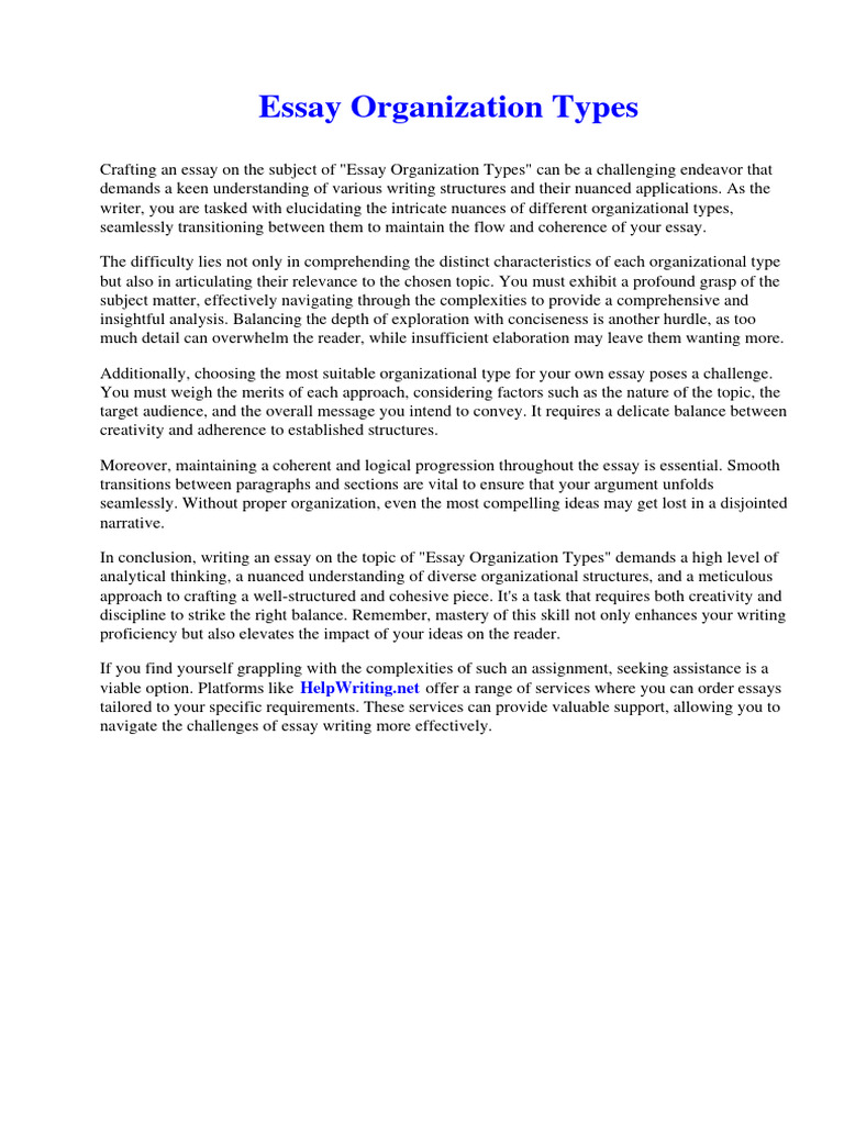 Essay Organization Types | PDF | Essays | Wood