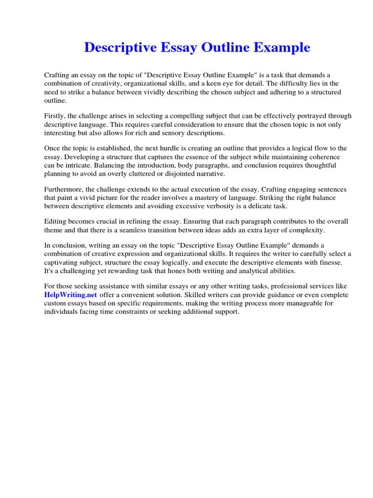 Descriptive Essay Outline Example | Download Free PDF | Essays | Optics
