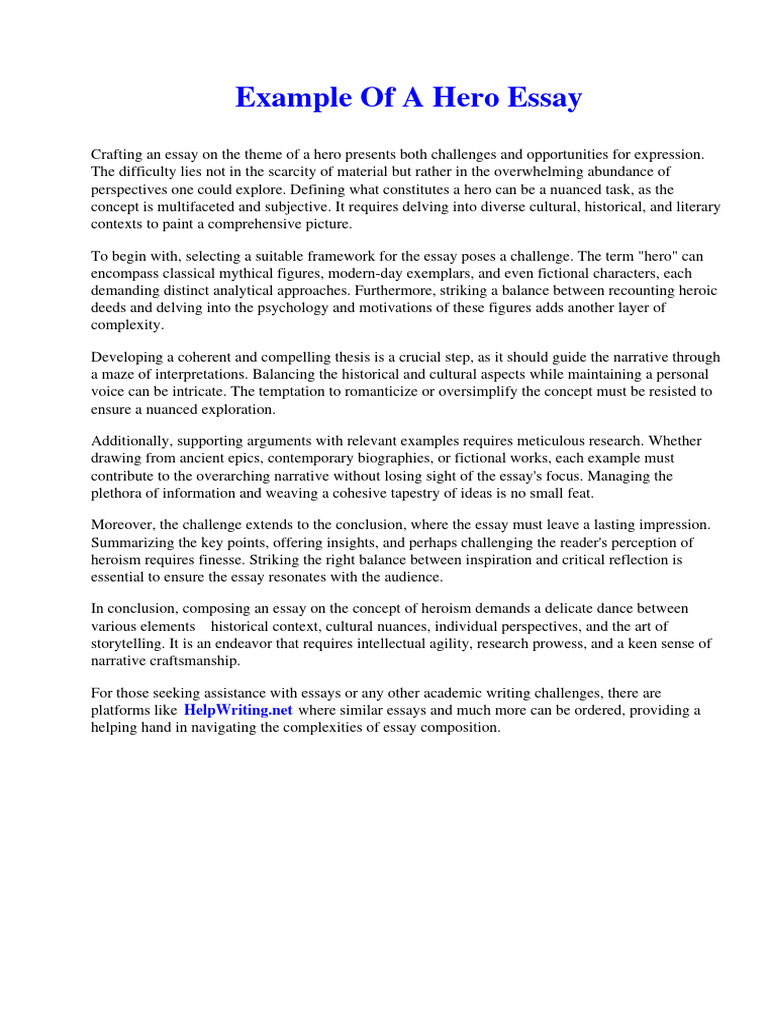 Example of A Hero Essay | PDF | Sonnets | Hero