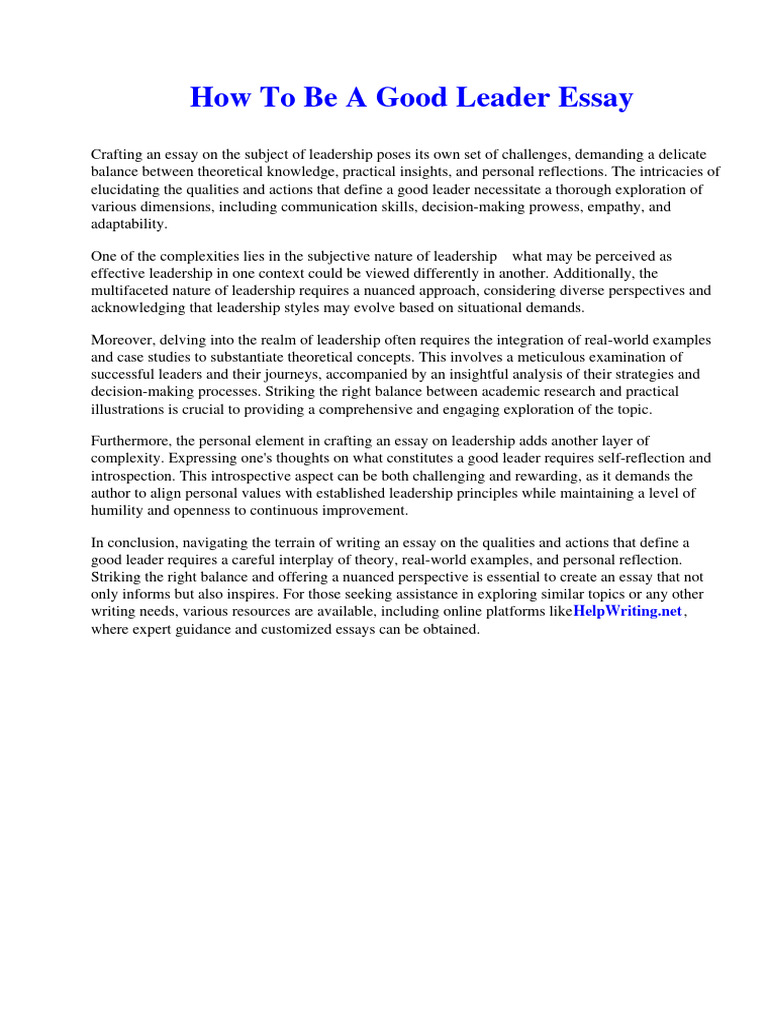 Leadership Essay Writing Guide | PDF | Pharmacy | Insulator (Electricity)