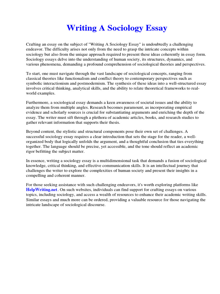 Writing a Sociology Essay | PDF | Sociology | Psychological Trauma