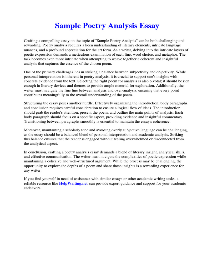 Poetry Analysis Essay Guide | PDF | Poetry | Essays