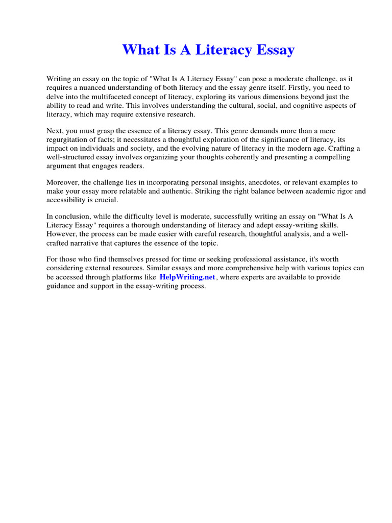 What Is A Literacy Essay | PDF