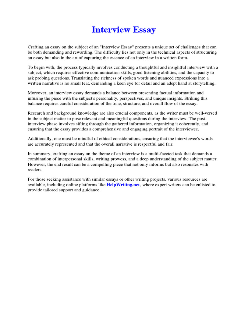 Interview Essay | PDF | Essays