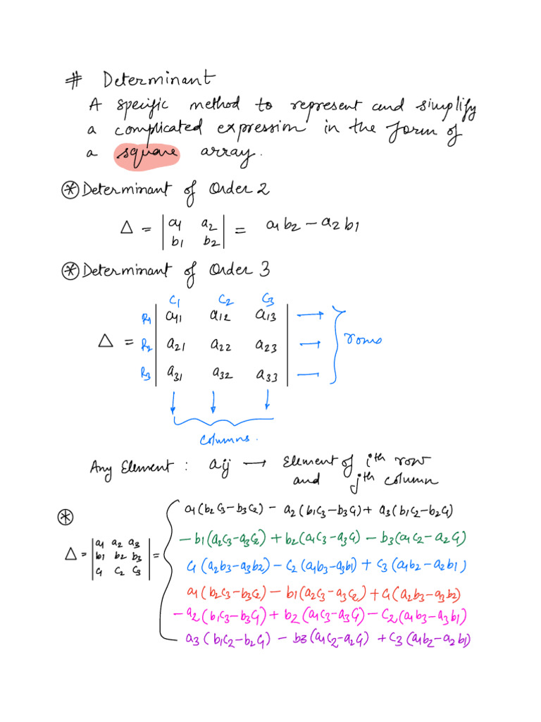 Determinants Class Notes | Download Free PDF | Determinant | Abstract ...