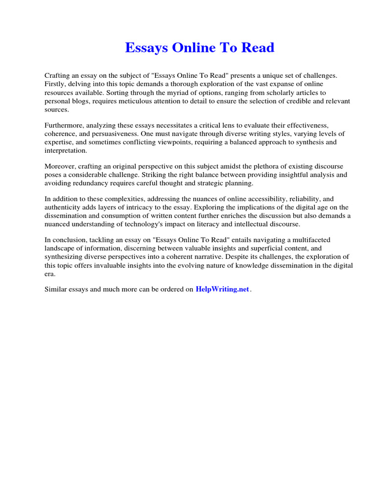 Essays Online To Read | PDF | Essays