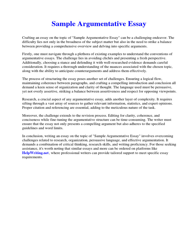 Sample Argumentative Essay | PDF | Louisiana Purchase | Essays