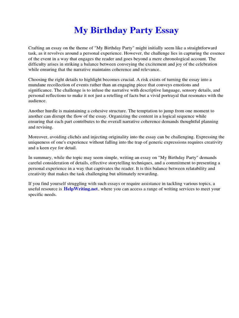 My Birthday Party Essay | Download Free PDF | Radioactive Waste ...