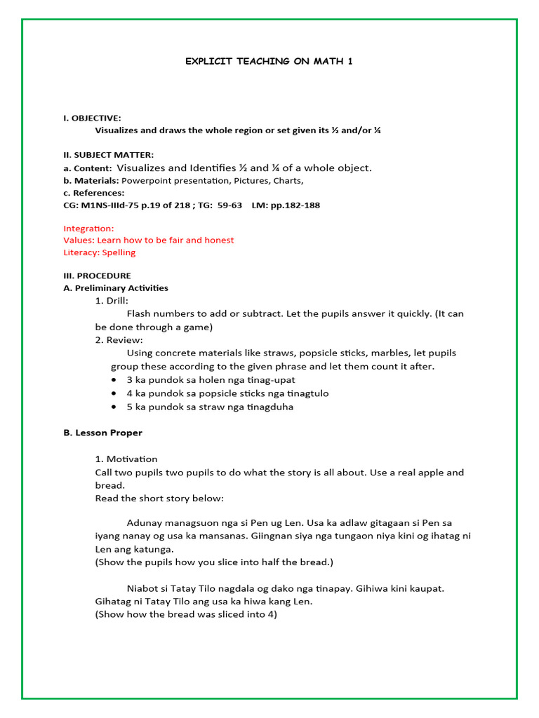 COT Q3-Q4 Lesson-Plan-3rd-quarter-COT-EXPLICIT-TEACHING-ON-MATH-1 | PDF