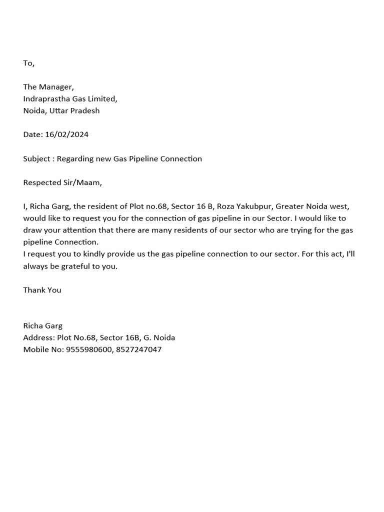 Application For Gas Connection | PDF