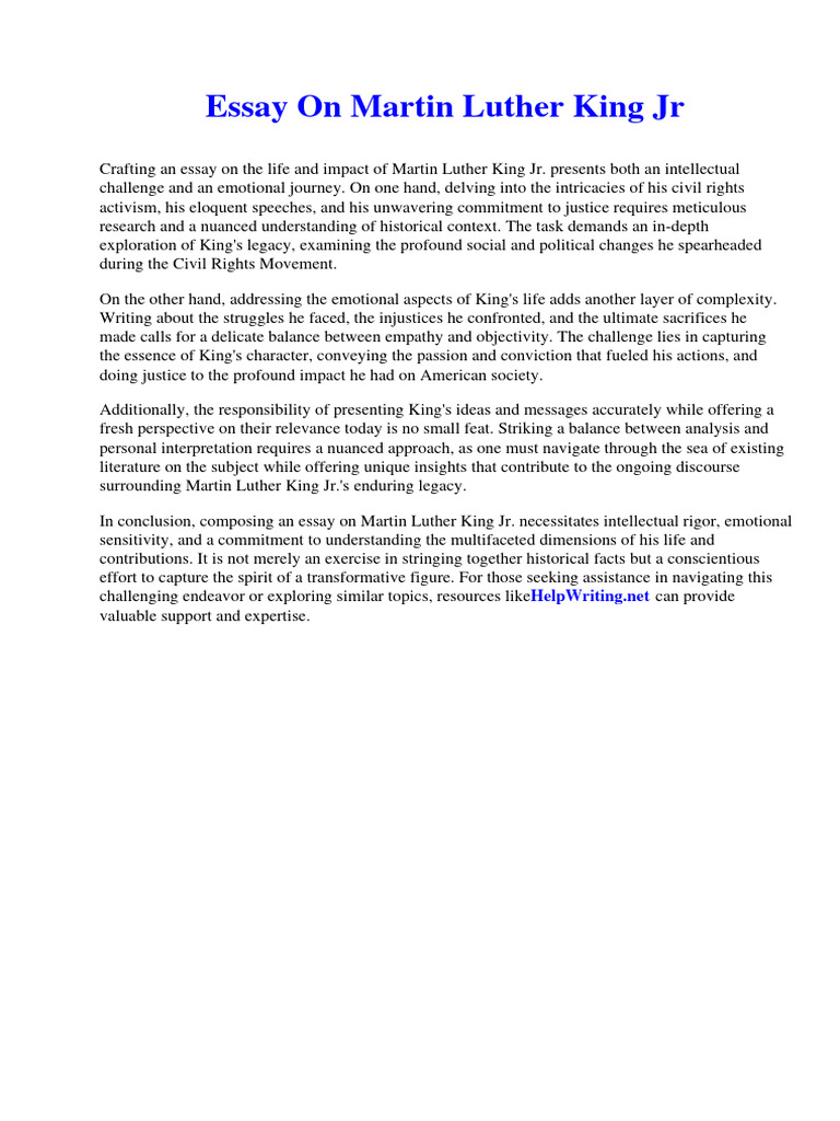 Essay On Martin Luther King JR | PDF | Metabolism