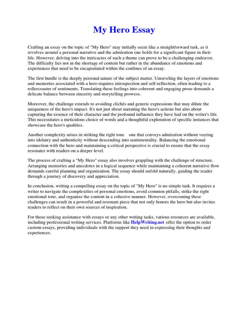 My Hero Essay | PDF | Essays | Greenhouse Gas