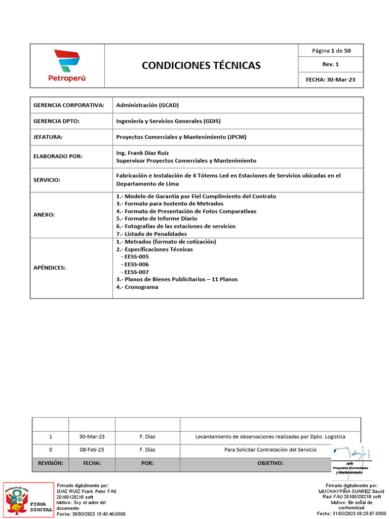 Condiciones Tecnicas | PDF