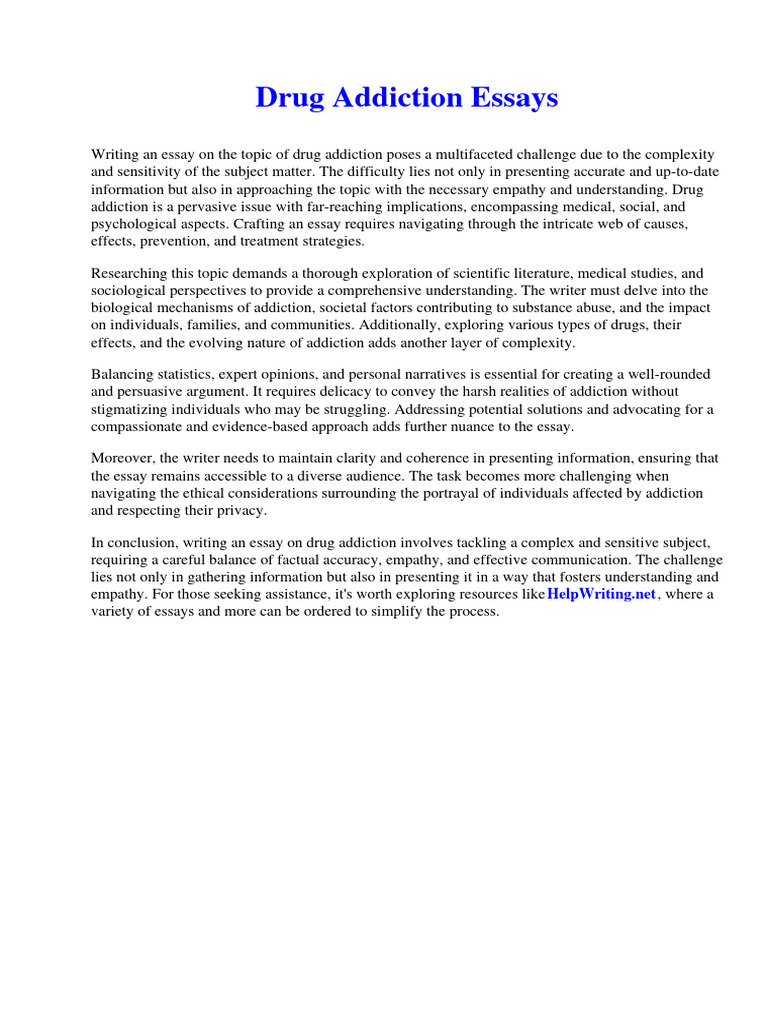 Drug Addiction Essays | PDF | Opportunity Cost | Cost