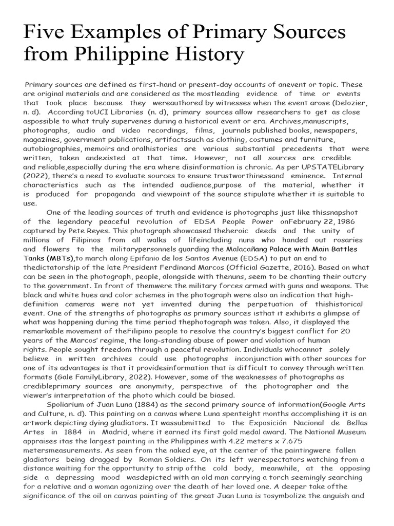 Primary Sources in Philippine History | PDF | Philippines