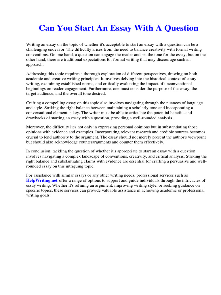 Can You Start An Essay With A Question | PDF