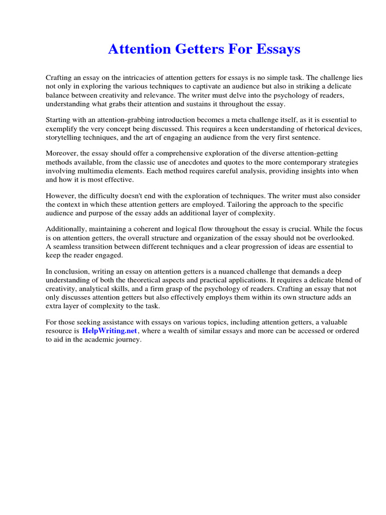 Attention Getters For Essays | PDF | Stock Market Index | Polyurethane