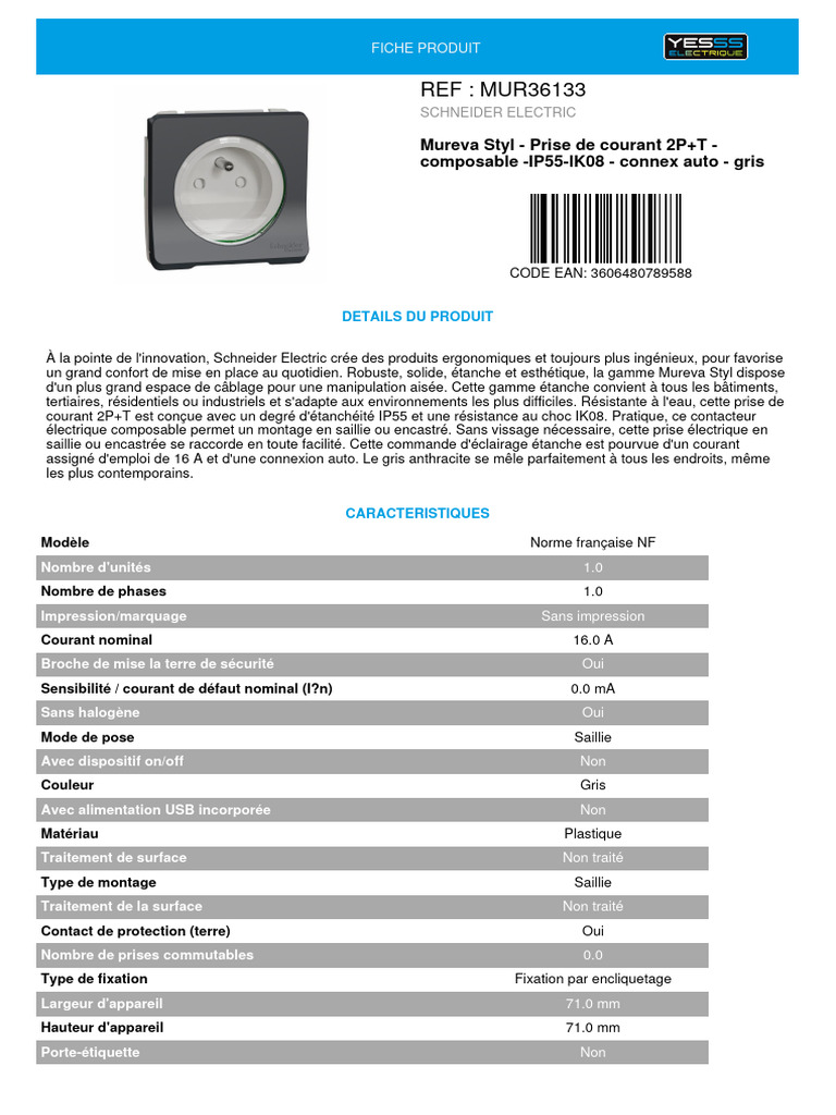 Fiche PDT Ref - MUR36133 | PDF