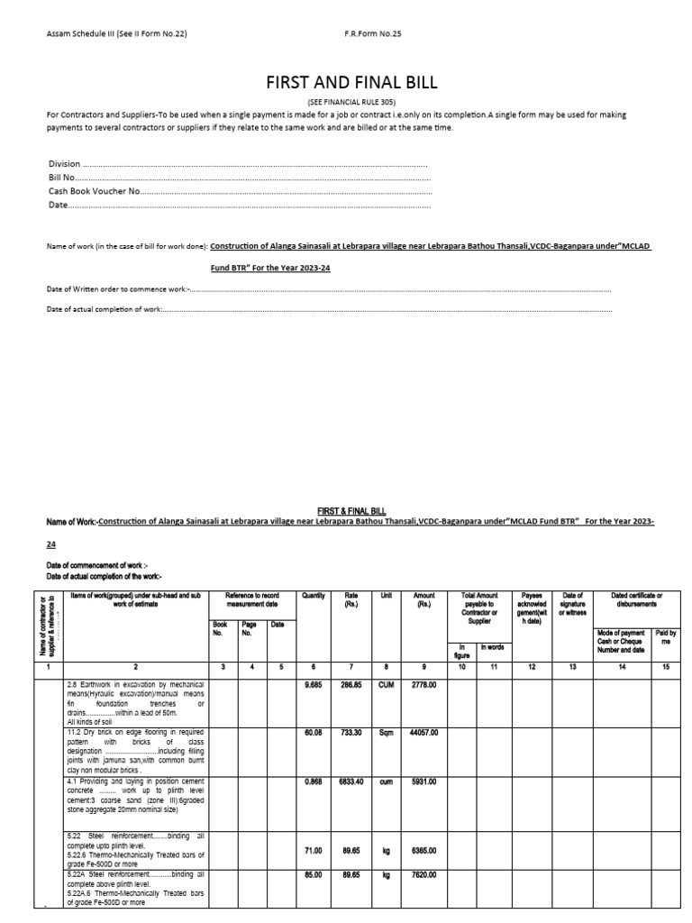 First & Final Bill-Words-1 | PDF