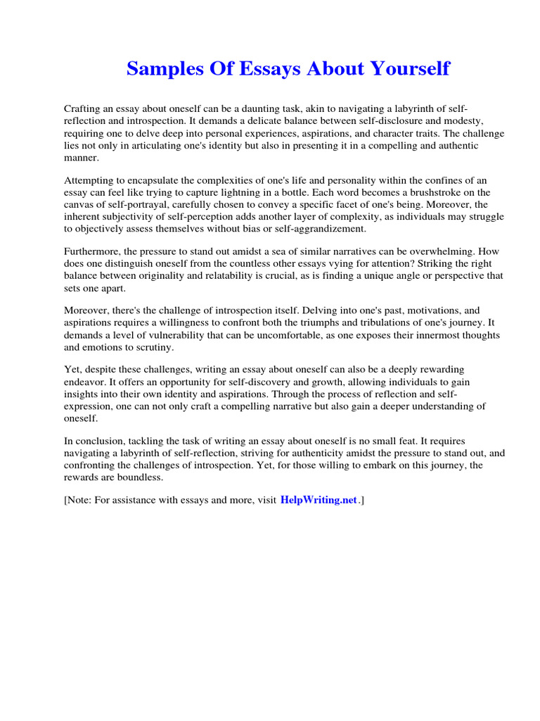 Samples of Essays About Yourself | PDF | Human Resource Management ...