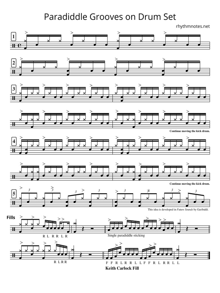 Paradiddles On Drum Set | PDF | Drumming | Rhythm And Meter