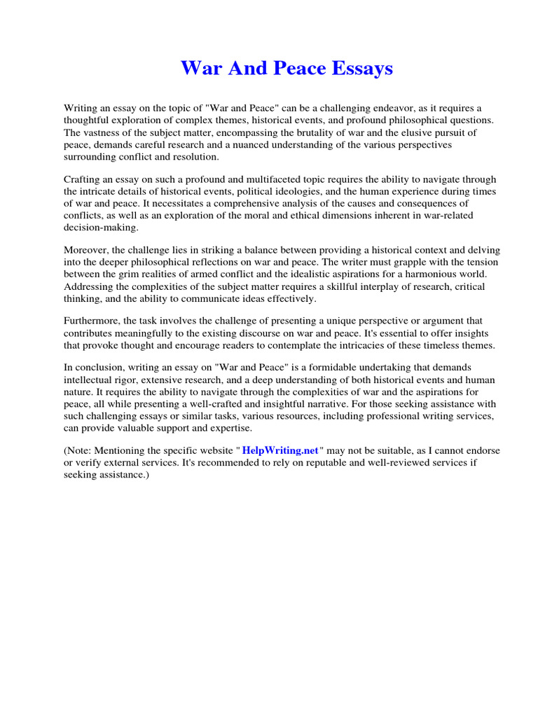 War and Peace Essays | PDF | Essays | Governance