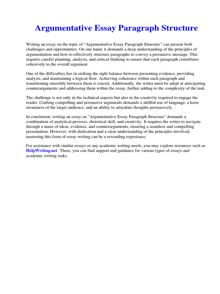 Argumentative Essay Paragraph Structure | PDF | Essays