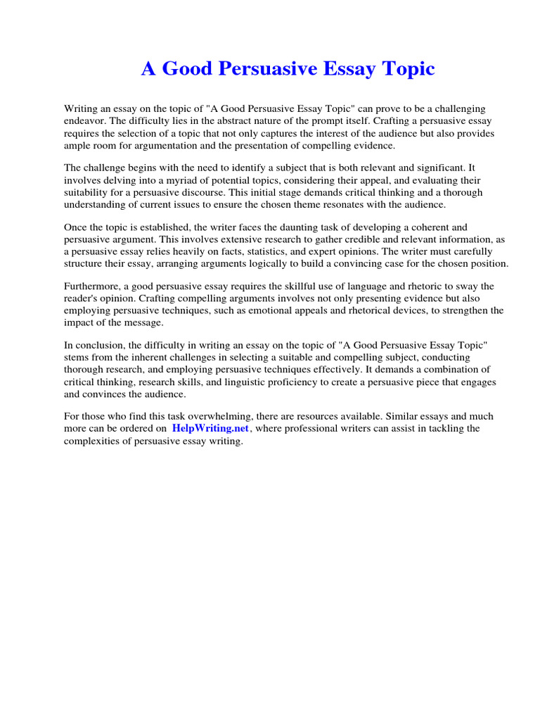 A Good Persuasive Essay Topic | PDF | Respiratory System | Lung