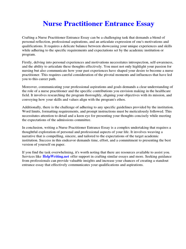 Nurse Practitioner Entrance Essay | PDF | Tornadoes | Cloud