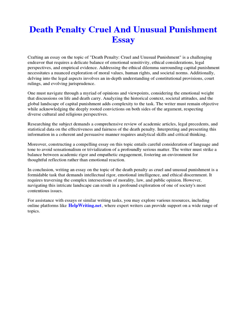 Death Penalty Cruel and Unusual Punishment Essay | PDF | Driving Under ...