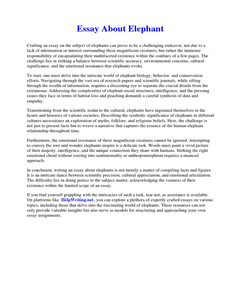 Essay About Elephant | PDF