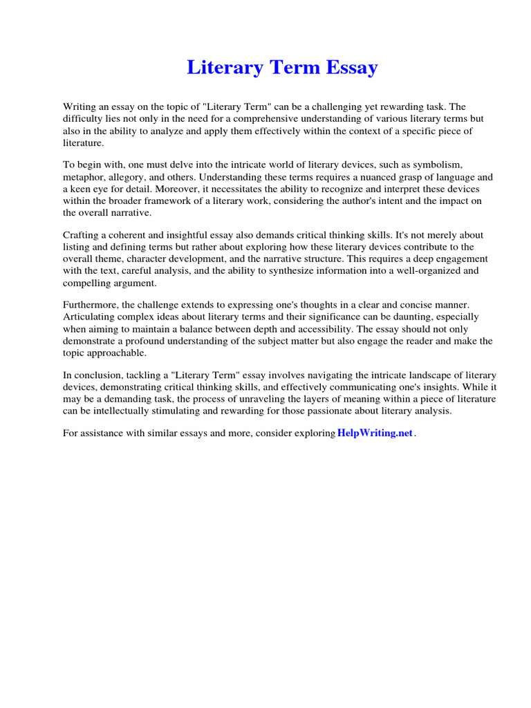 Literary Term Essay | PDF | Essays | Critical Thinking