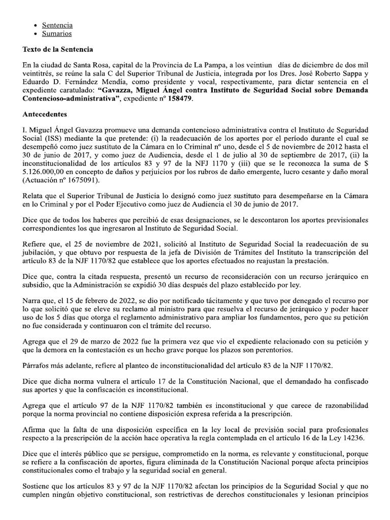 Jurisprudencia 2023 - Gavazza, Miguel Ángel C Caja Pamapa | PDF