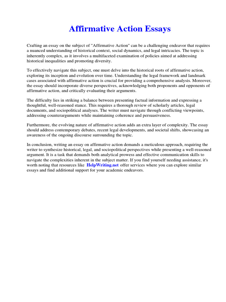Affirmative Action Essays | PDF | Essays | Classroom