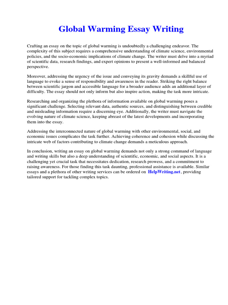 Global Warming Essay Writing | PDF | Cost Of Living | Walmart
