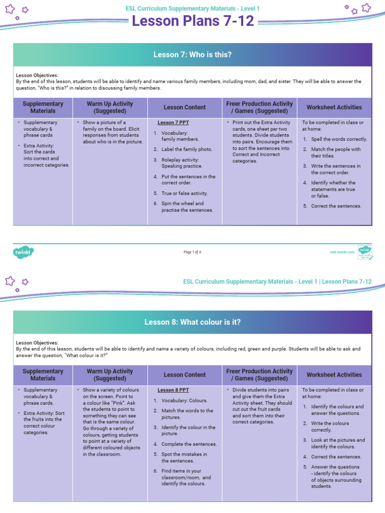 Lessons 7-12 | PDF | Vocabulary | English As A Second Or Foreign Language