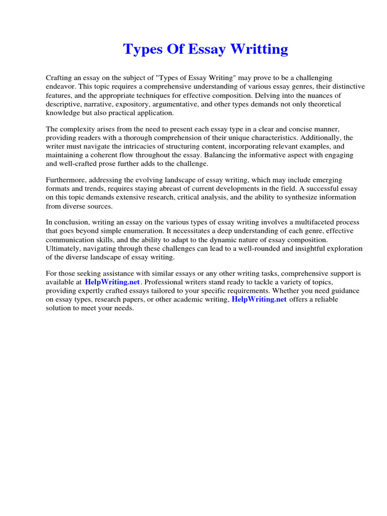 Types of Essay Writting | PDF | Essays | Hunting