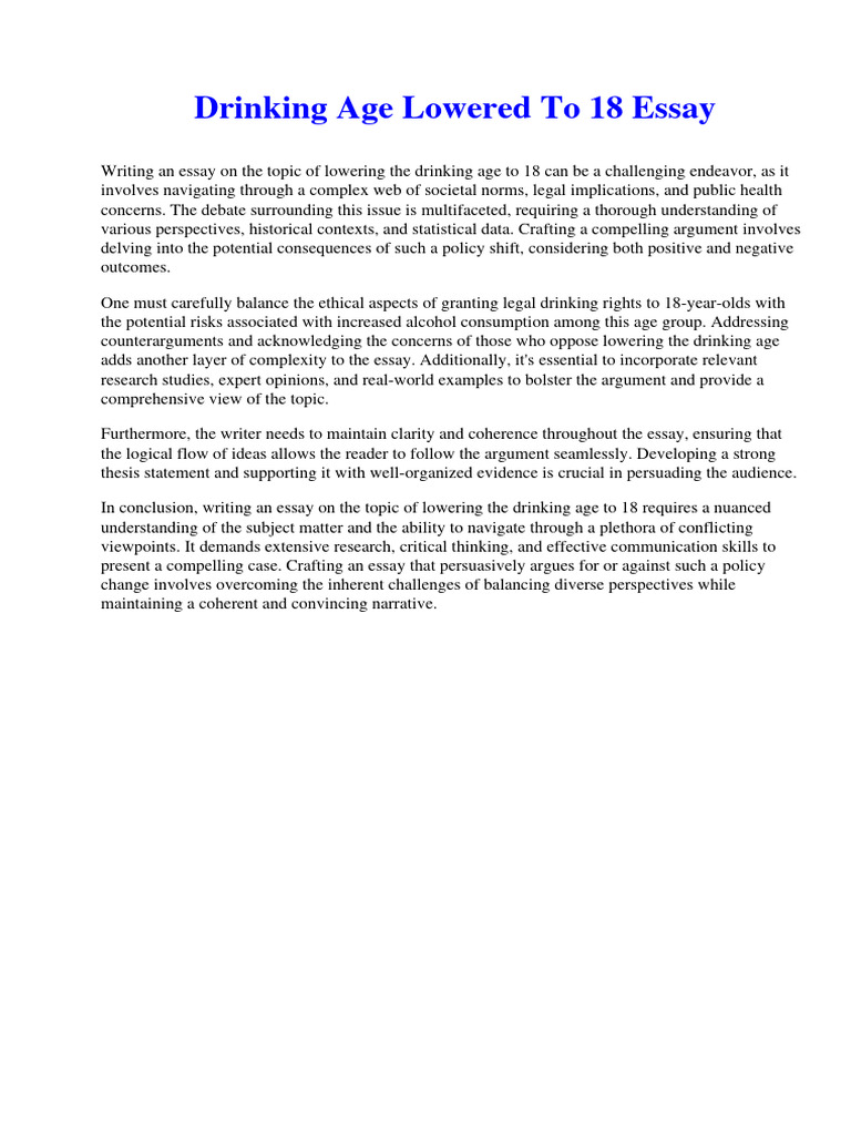 Essay Writing on Lowering Drinking Age | PDF | Essays