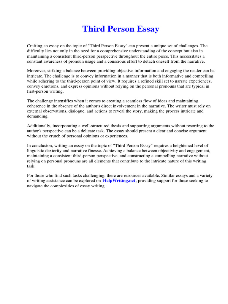 Third Person Essay | PDF | Impressionism | Narration
