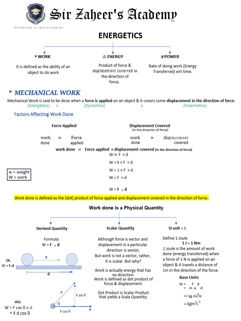 As Physics Mechanics Energetics Notes | Download Free PDF | Force ...