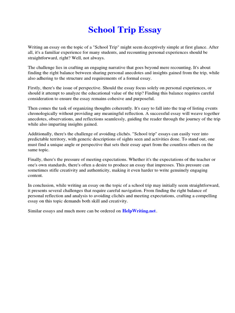 School Trip Essay | PDF | Essays | Memory