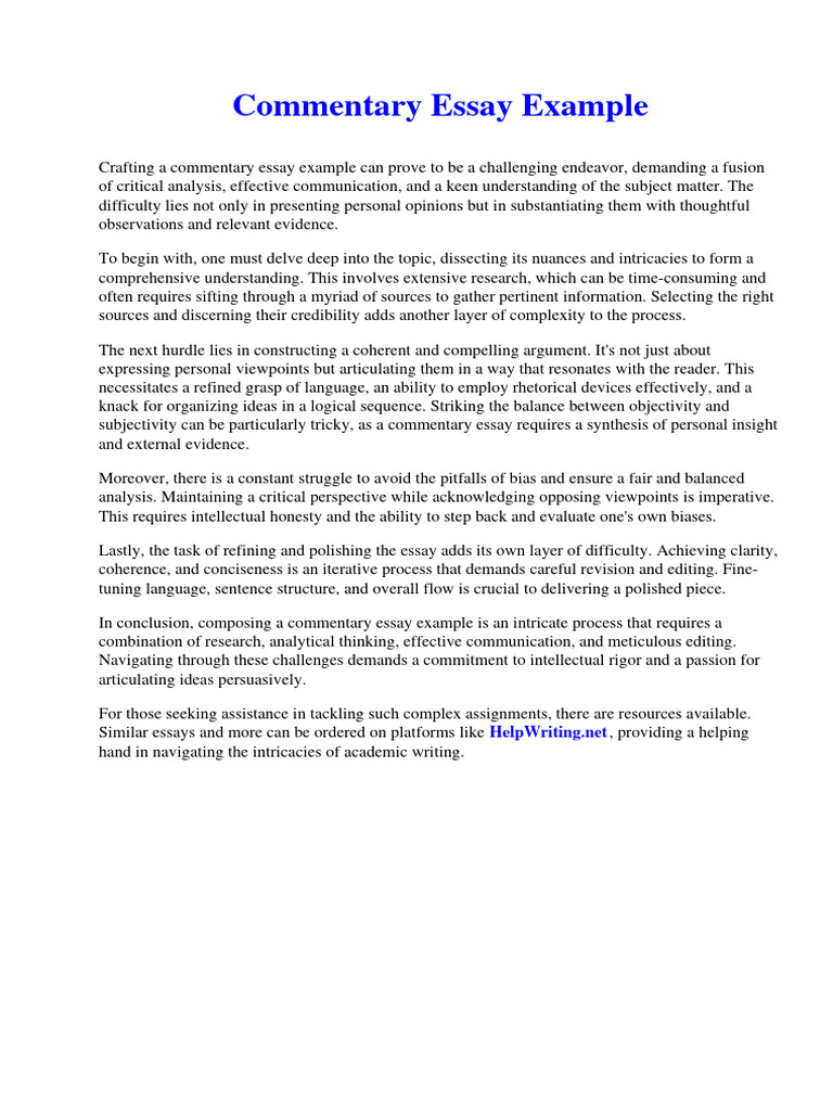 Commentary Essay Example | PDF | Title Ix | Essays